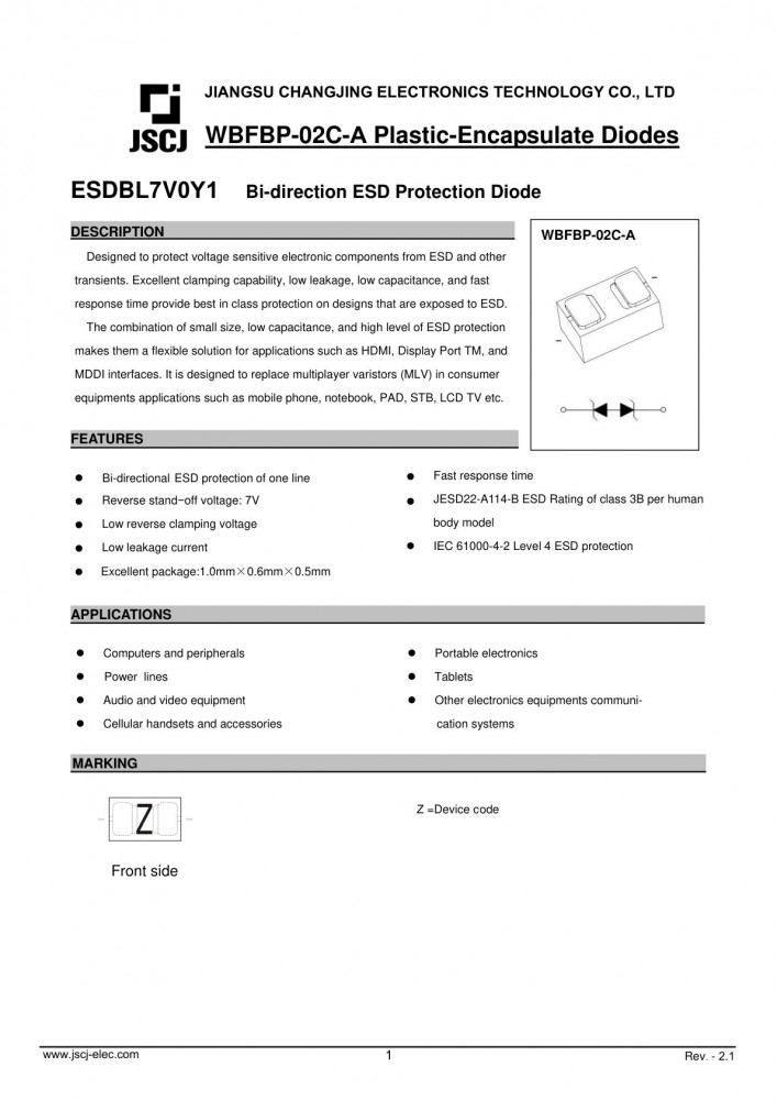 ESDBL7V0Y1 datasheet page 1