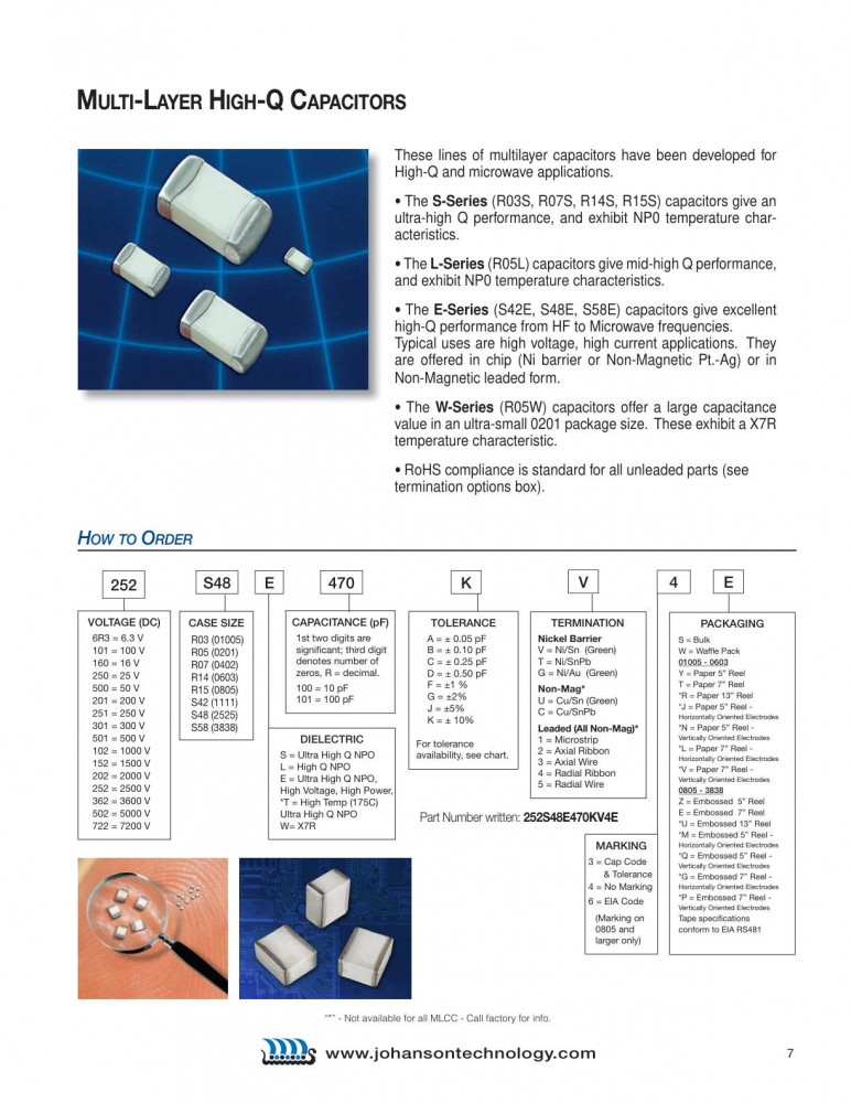 Johanson Dielectrics document page 1