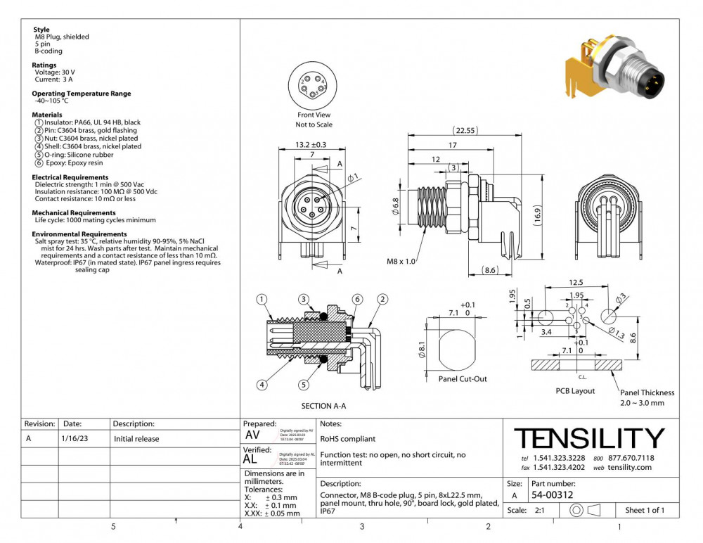 Tensility International 54-00312 product drawing