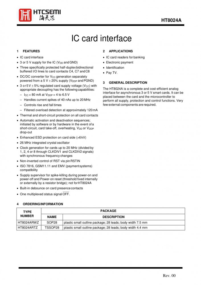 HT8024ARWZ datasheet page 1