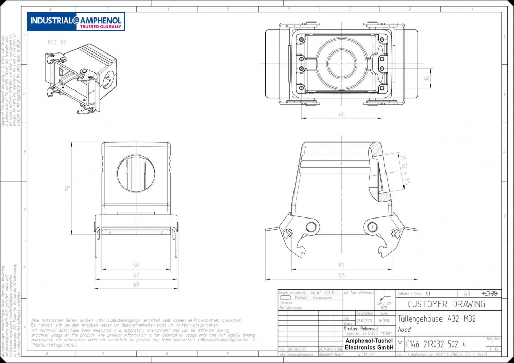 Amphenol C14621R0325024 customer drawing