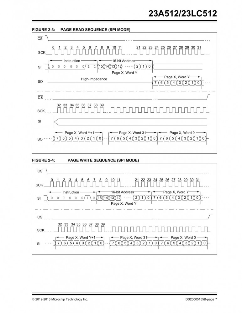 23LC512 technical document page 7