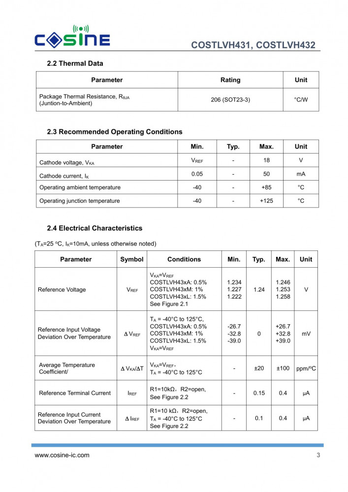 COSTLVH432L datasheet page 3