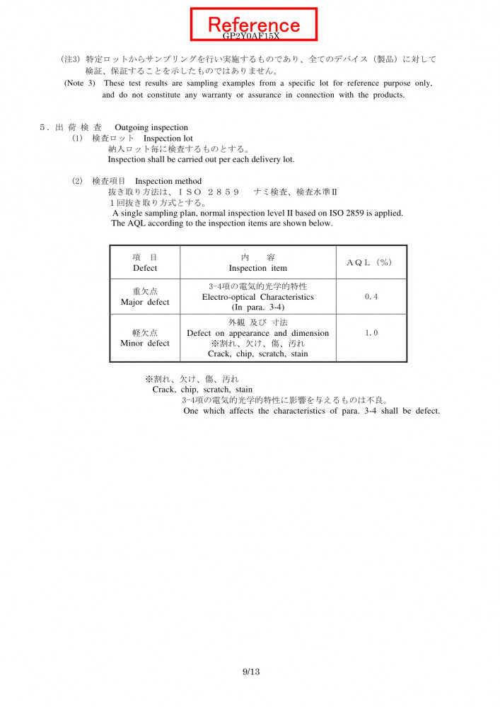 GP2Y0AF15X specification page 10