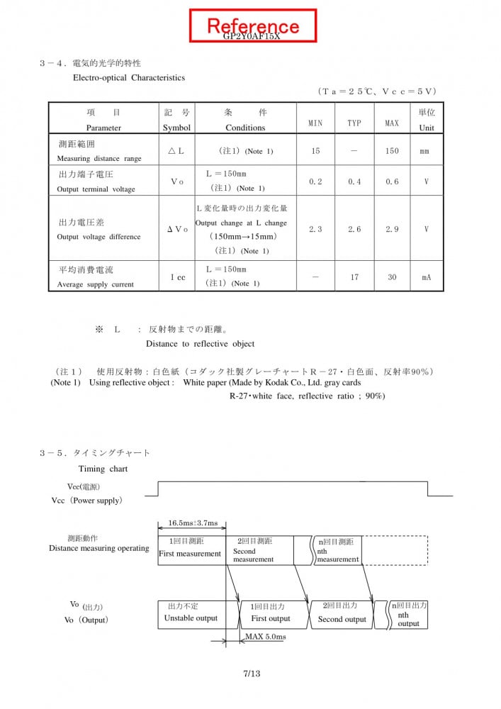 GP2Y0AF15X specification page 8