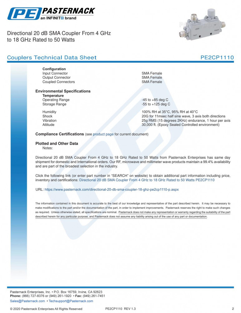 PE2CP1110 technical datasheet page 2