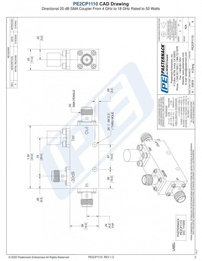 PE2CP1110 mechanical drawing page
