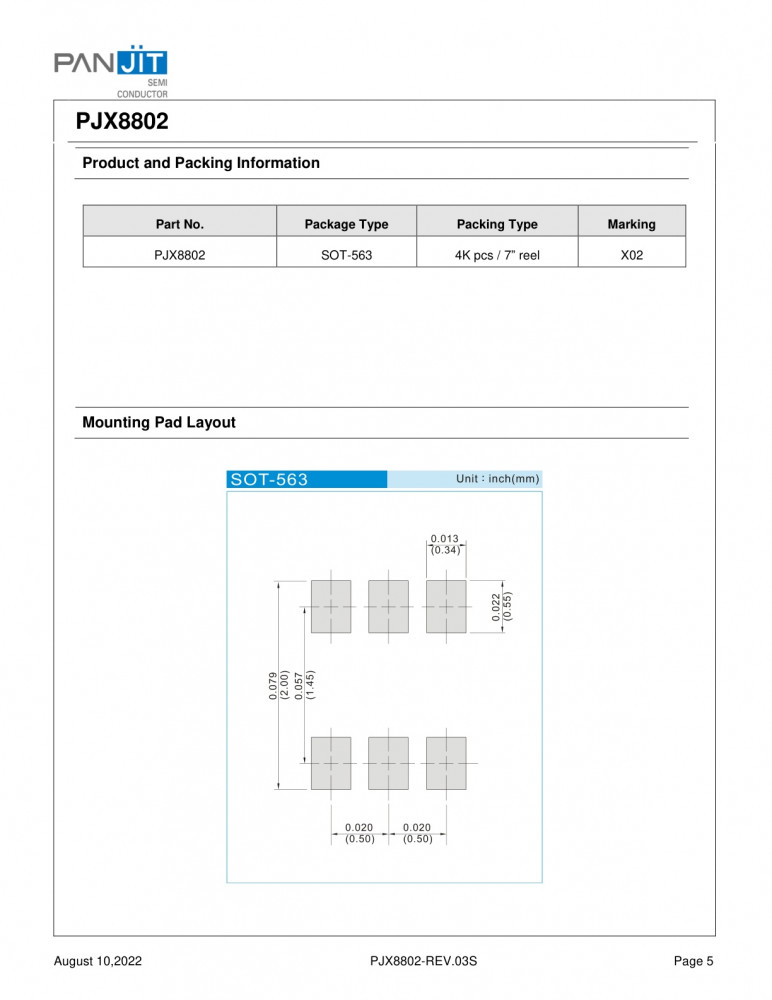 PJX8802 datasheet page 5
