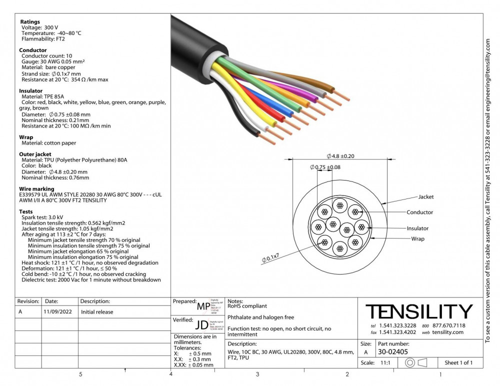 Tensility 30-02405 cable drawing