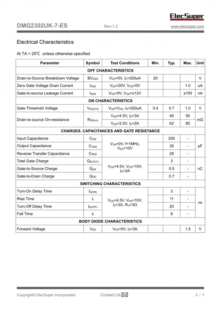 DMG2302UK-7-ES datasheet page 3