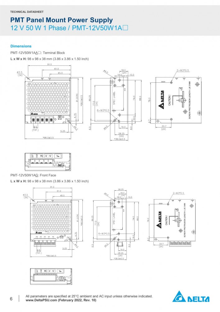 DELTA PMT-12V50W1AG datasheet page 6