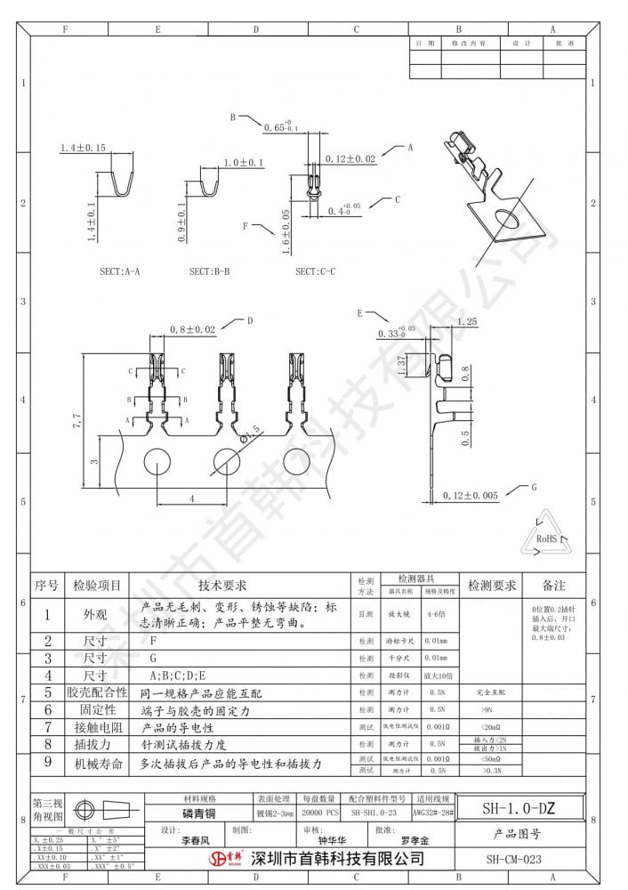 SH-1.0-DZ technical document page 1