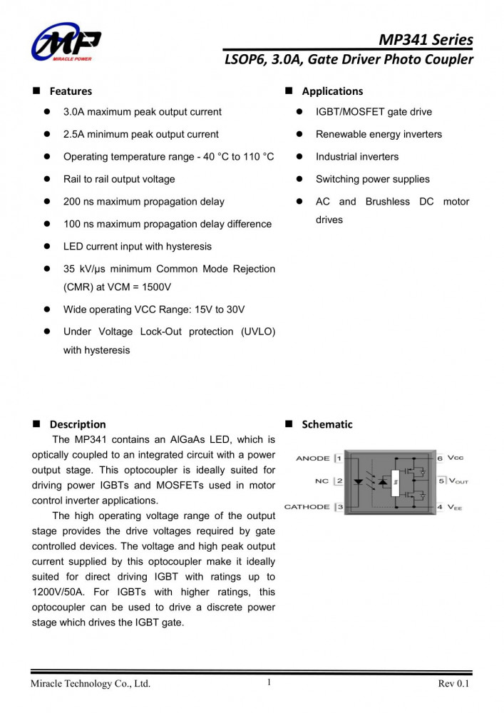 MP341 datasheet page 1