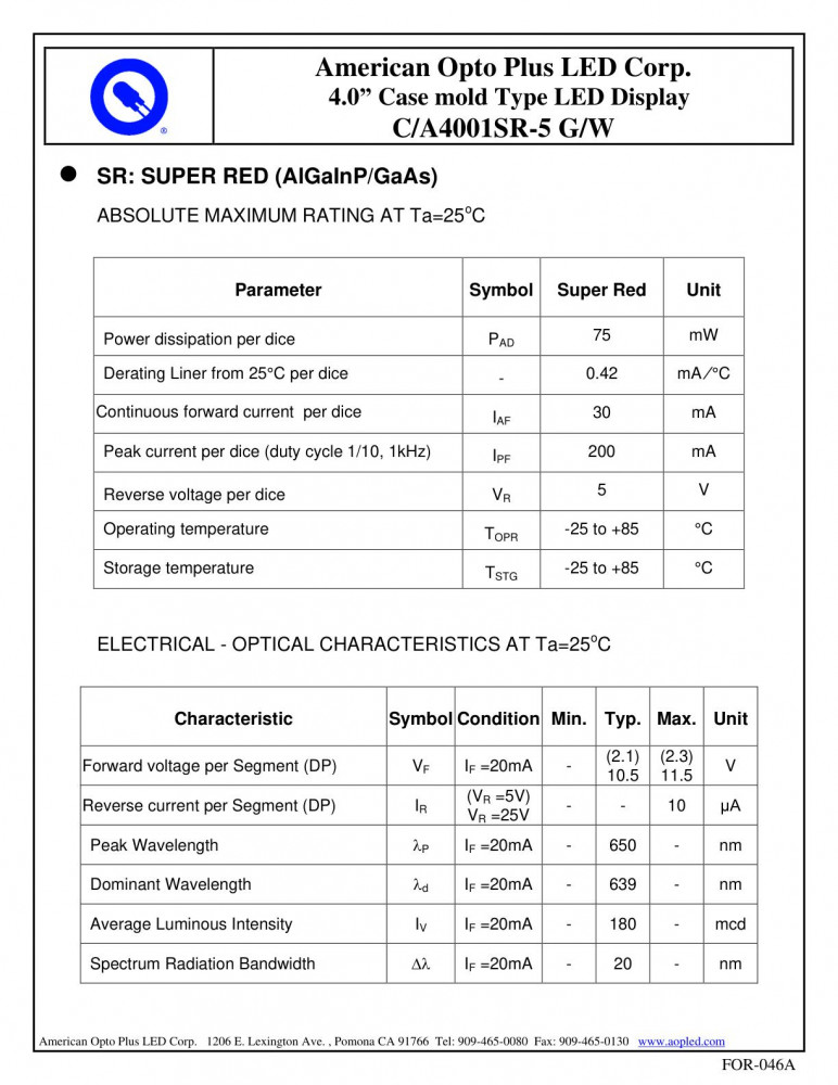 A4001SR-5 G/W datasheet page 4