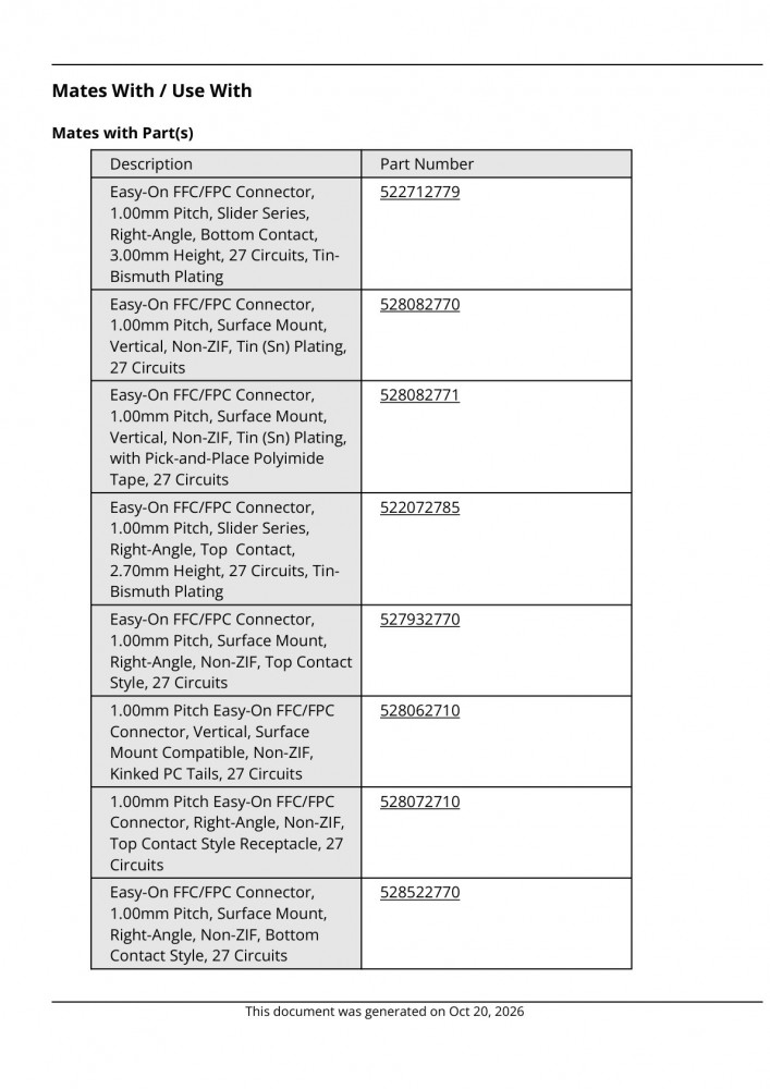 MOLEX FFC product specification, page 3