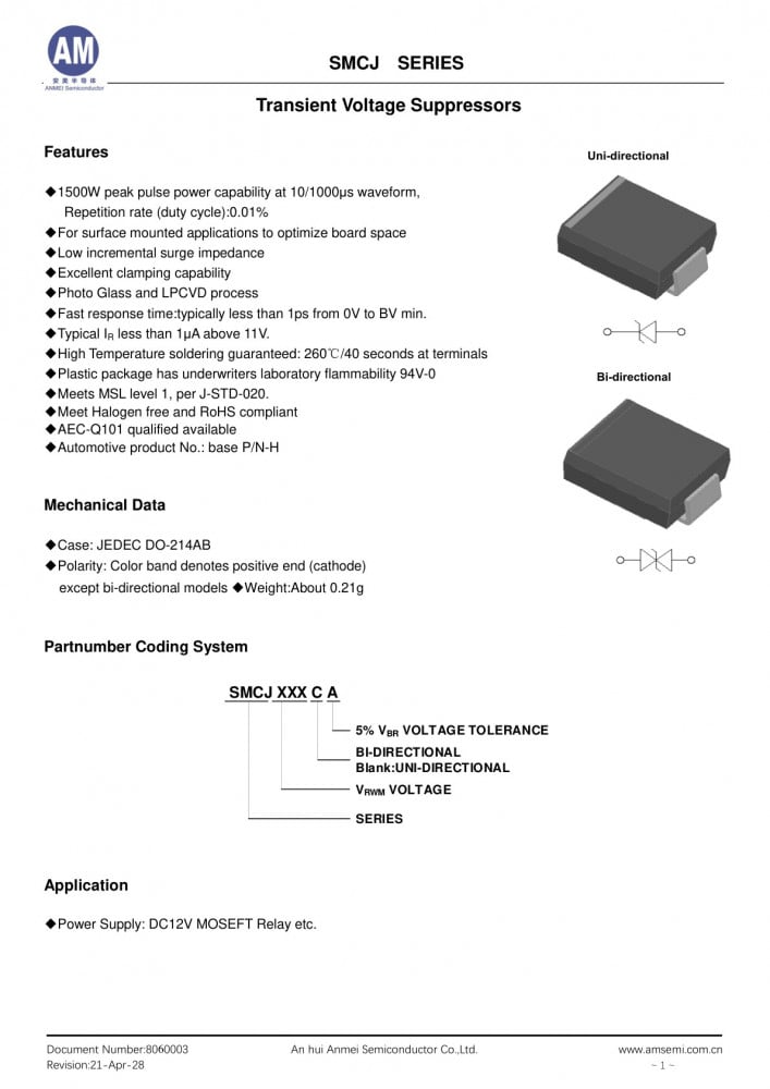 SMCJ33CA datasheet page 1