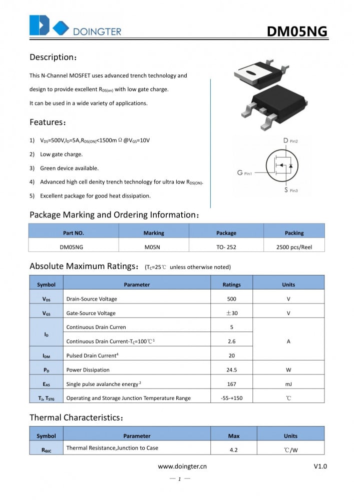 DM05NG datasheet page 1