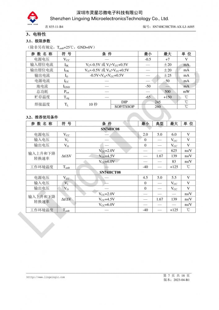 SN74HC08N datasheet page 7