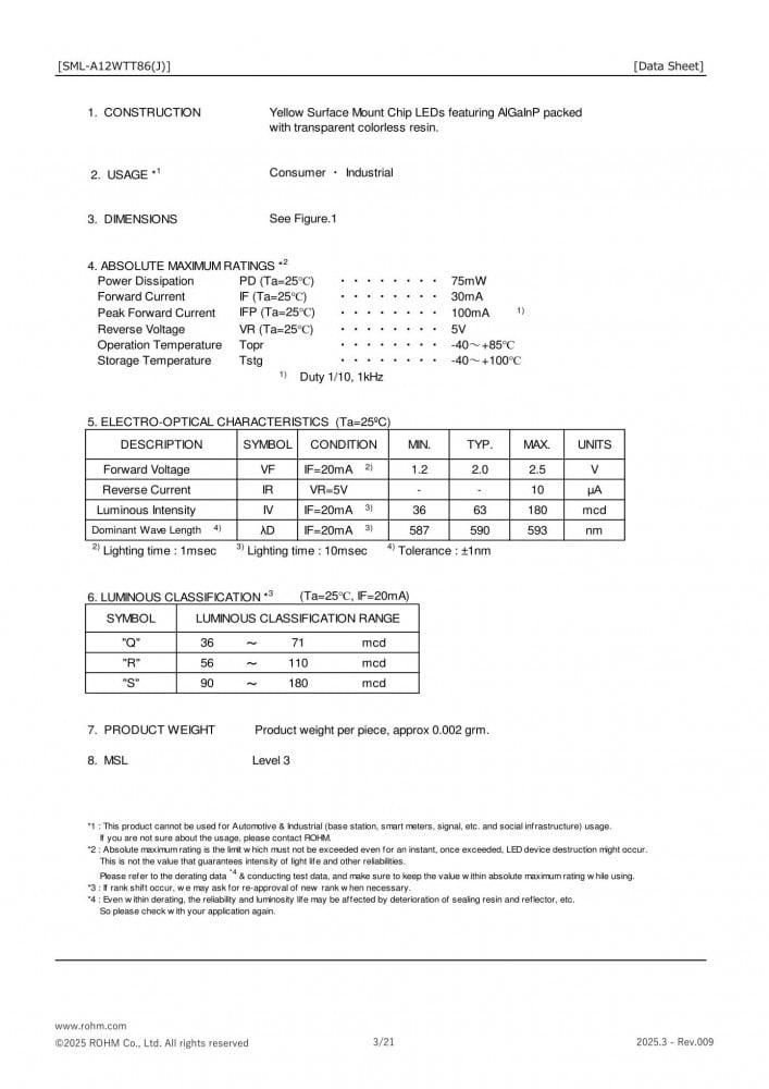 ROHM SML-A12WTT86 document page 3