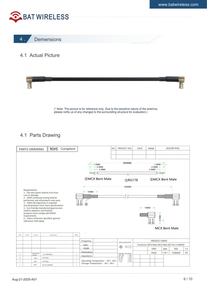 BWMCXWJ-MCXWJ-RG178L500 datasheet page 6