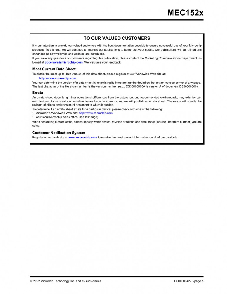 MEC152x datasheet page 5