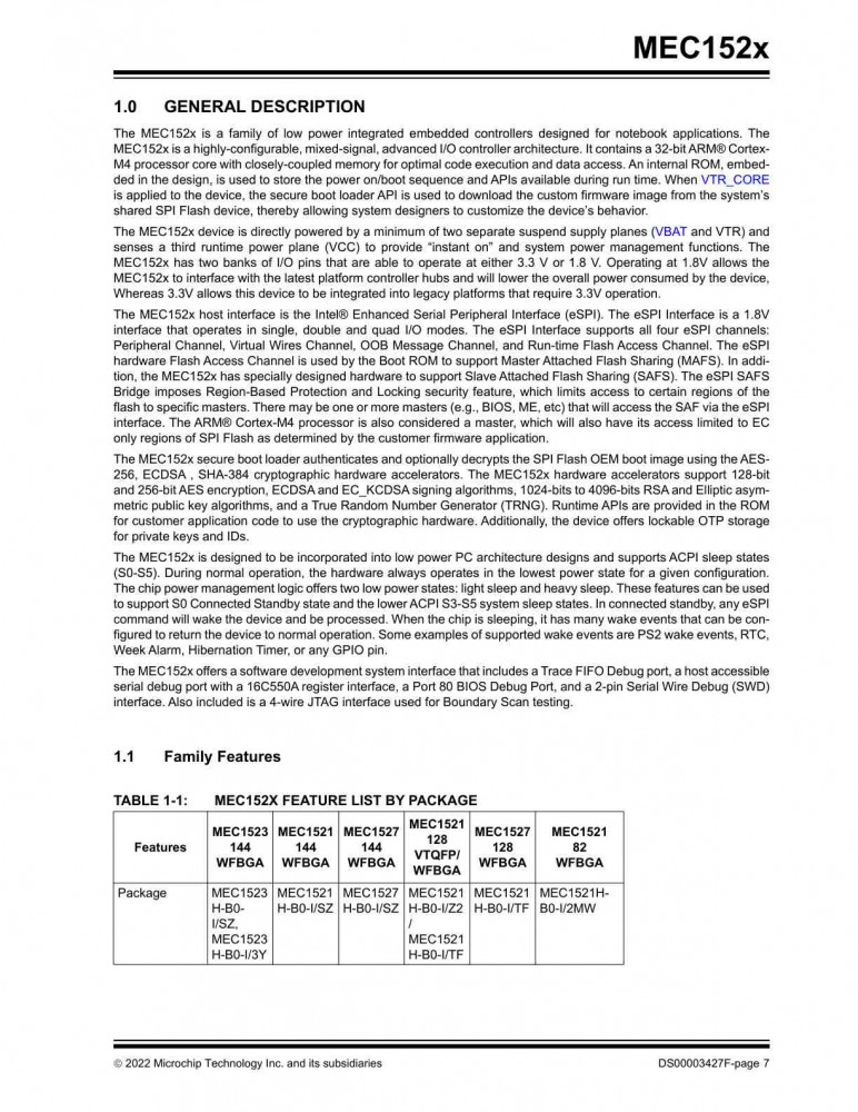 MEC152x datasheet page 7