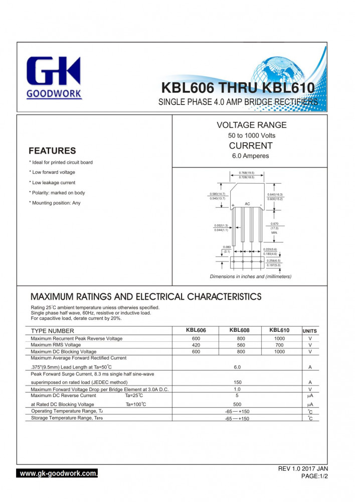 GOODWORK KBL610 datasheet page 1