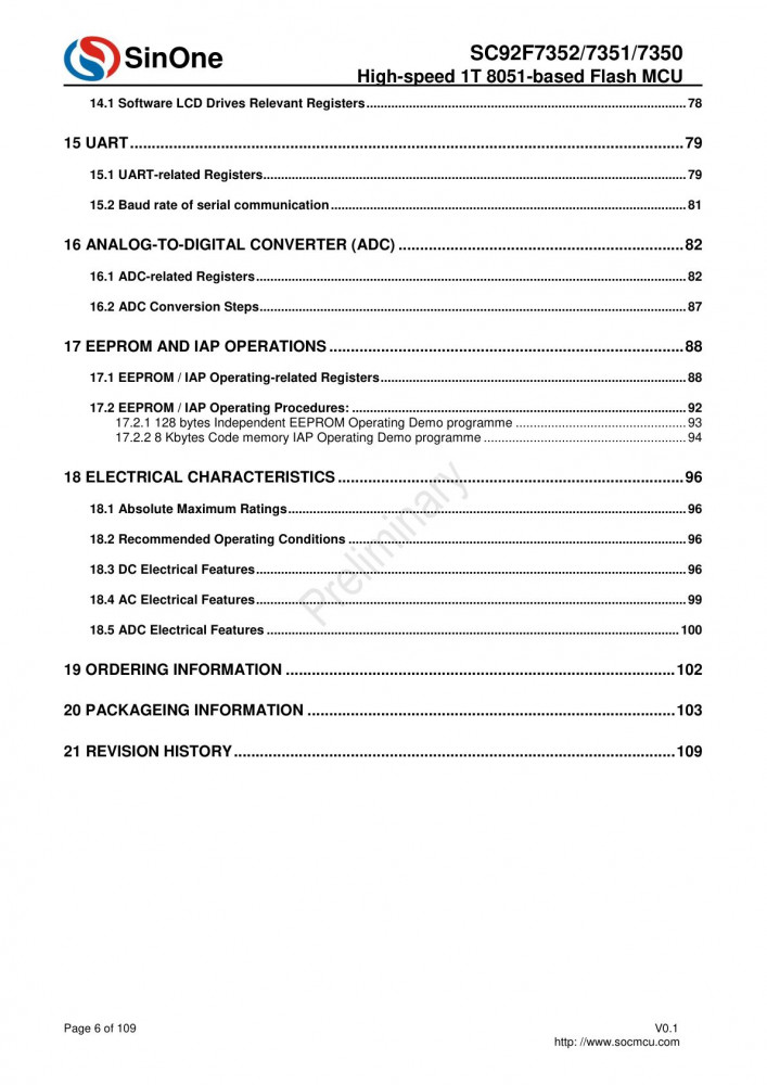 SC92F7352 technical document preview, page 6