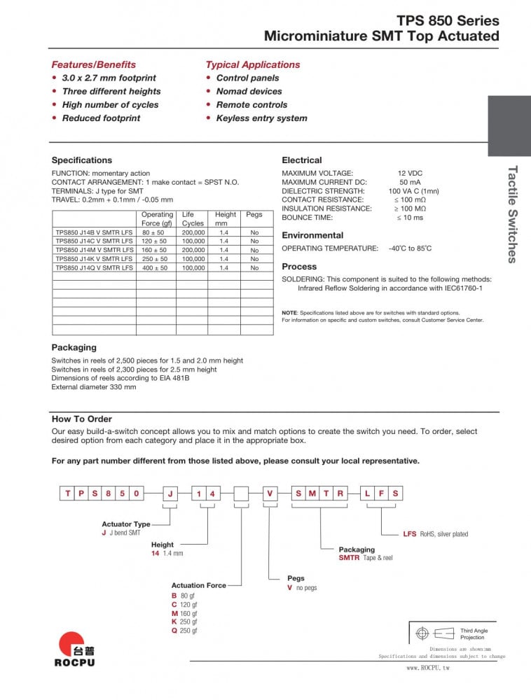 TPS850 technical drawing page 1