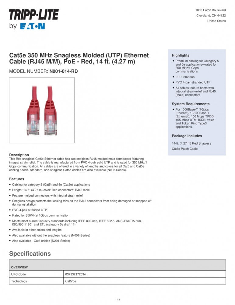 N001-014-RD technical document page 1