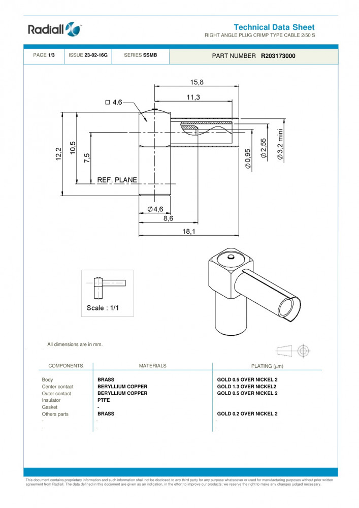 Radiall R203173000 SSMB datasheet, page 1
