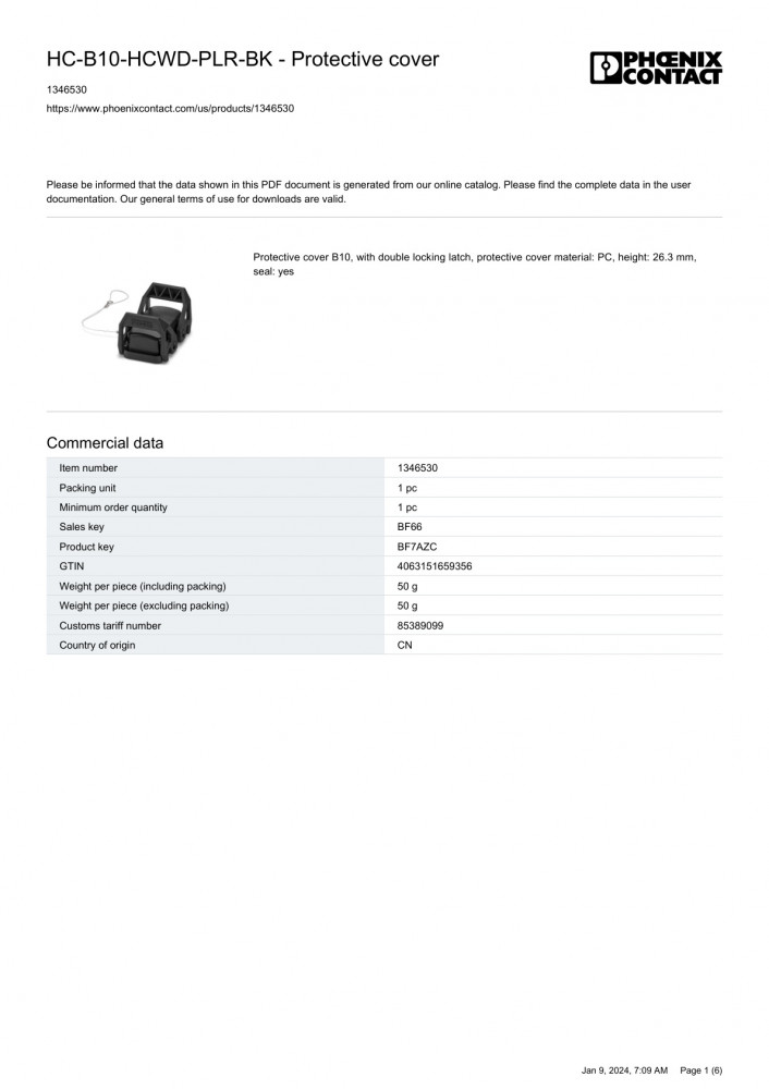 Phoenix Contact 1346530 product documentation page 1