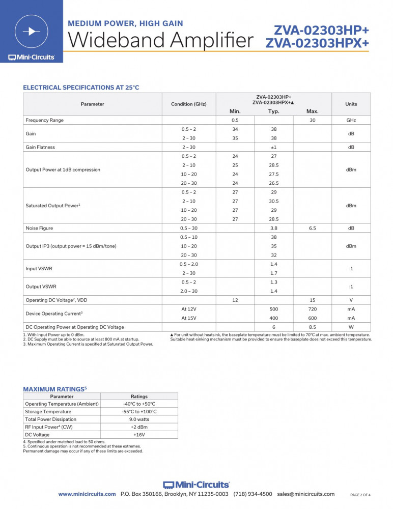 ZVA-02303HPX+ datasheet page 2