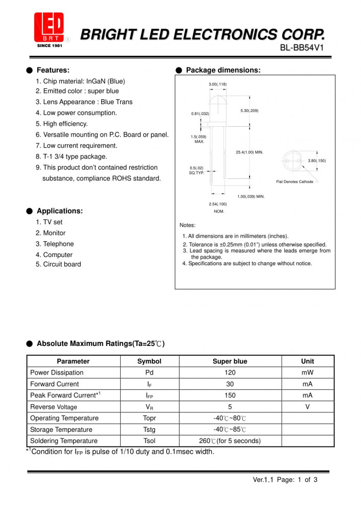 BL-BB54V1 datasheet page 1