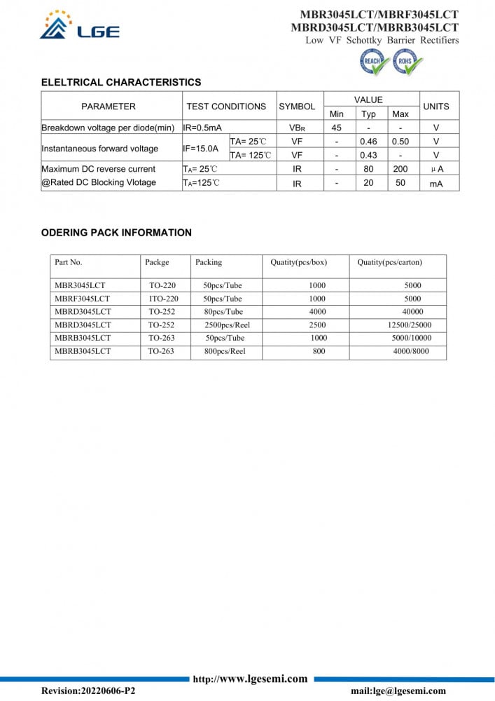 MBRF3045LCT datasheet page 2