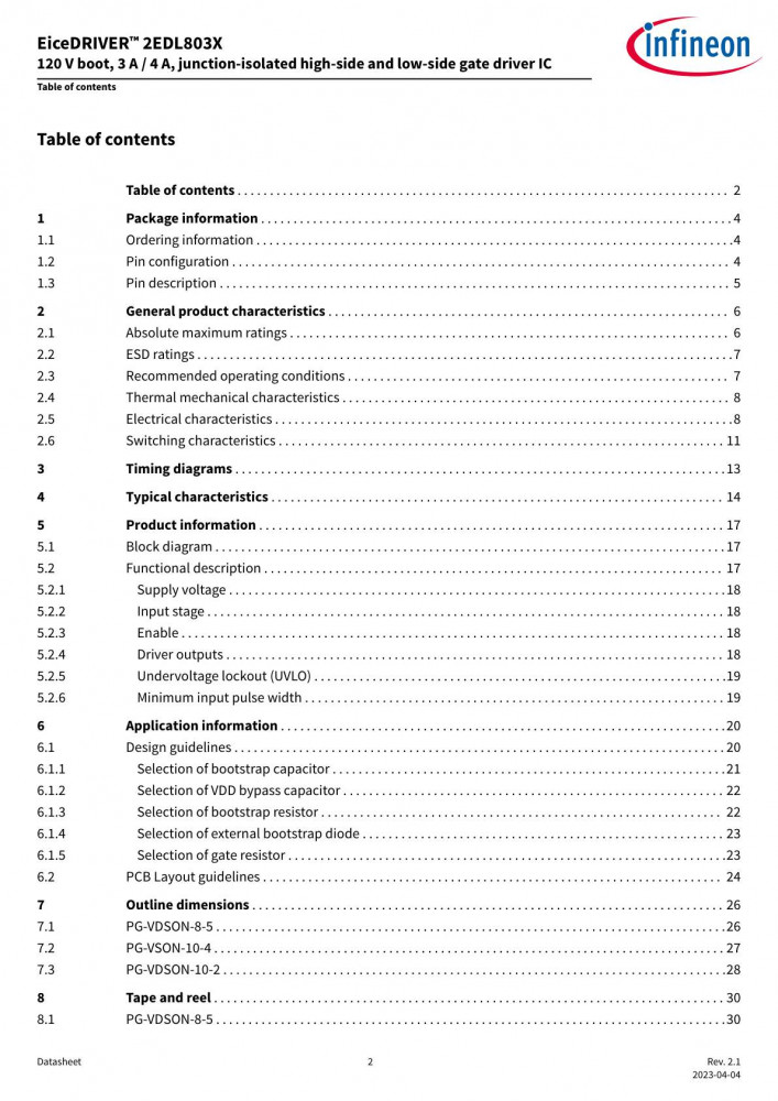 2EDL8033G3CXTMA1 datasheet page 2