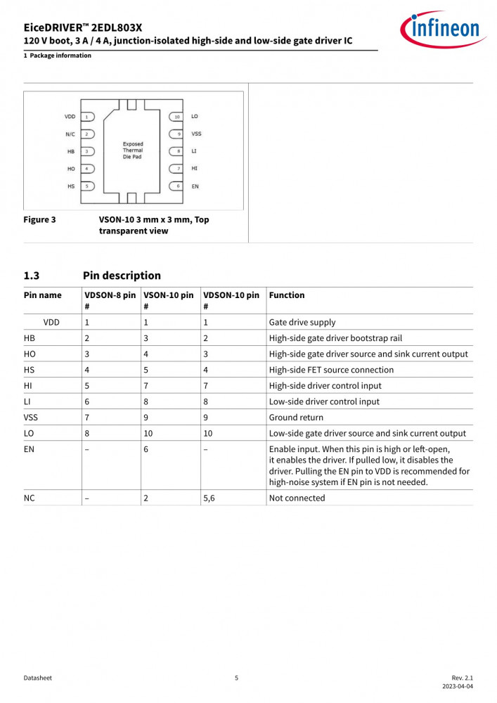 2EDL8033G3CXTMA1 datasheet page 5