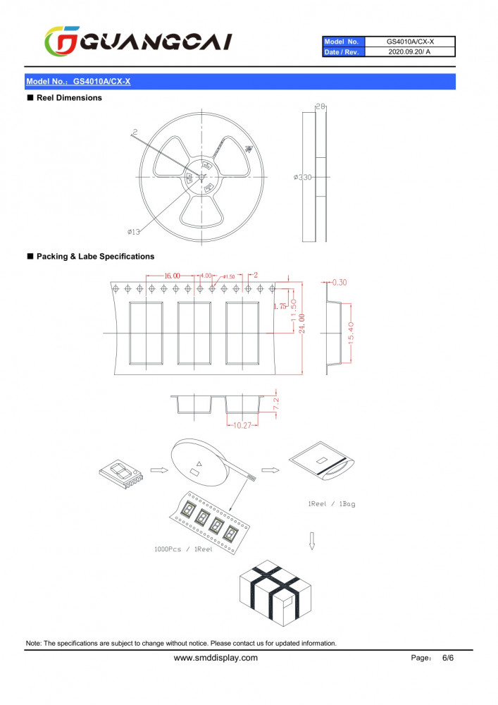 GS4010CR-G reel and packing information
