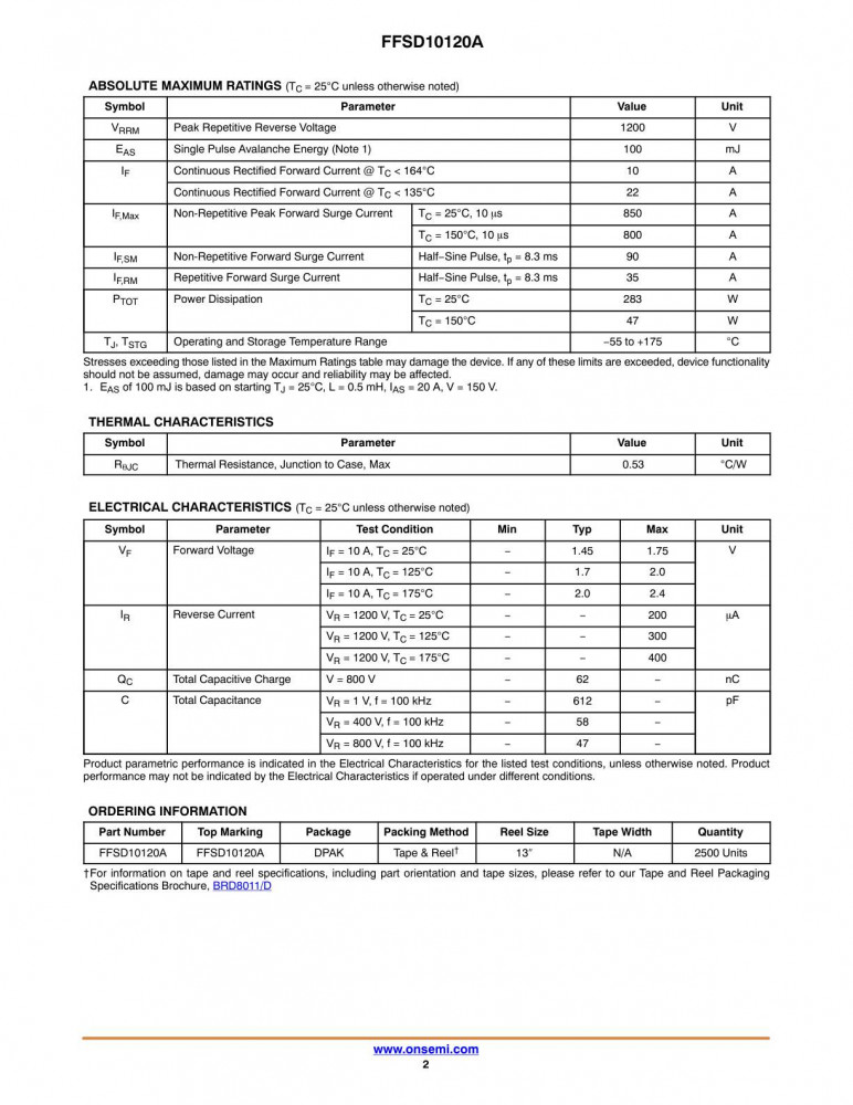 FFSD10120A datasheet page 2