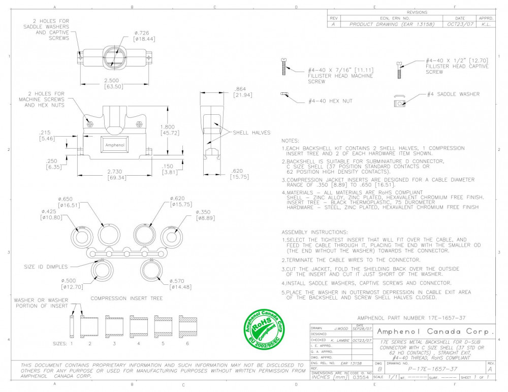 Amphenol 17E165737 product drawing