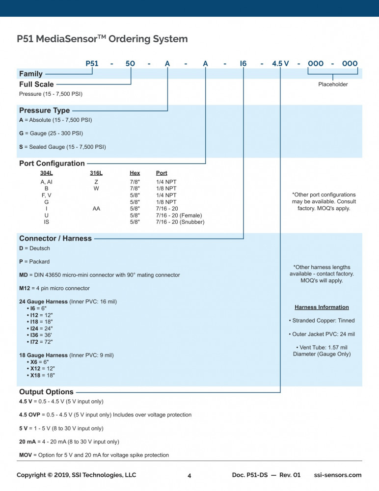 P51 pressure sensor technical document, page 4