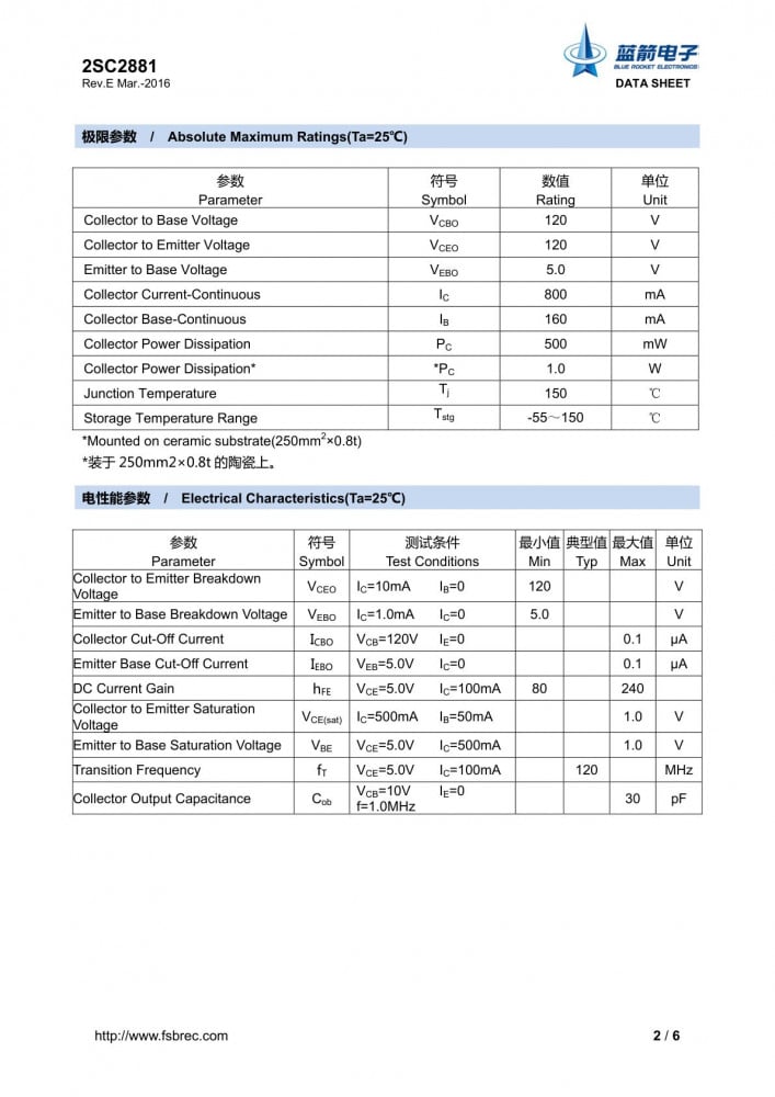 2SC2881-Y datasheet page 2