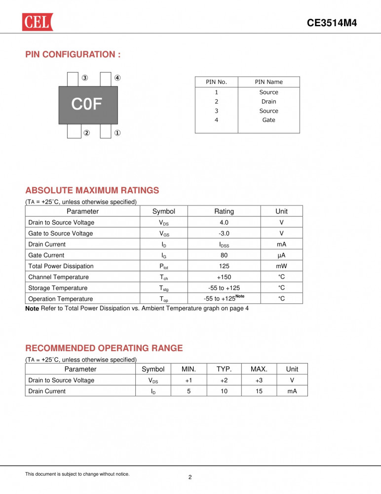 CE3514M4-C2 datasheet page 2