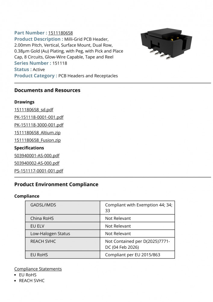 Molex product specification page 1