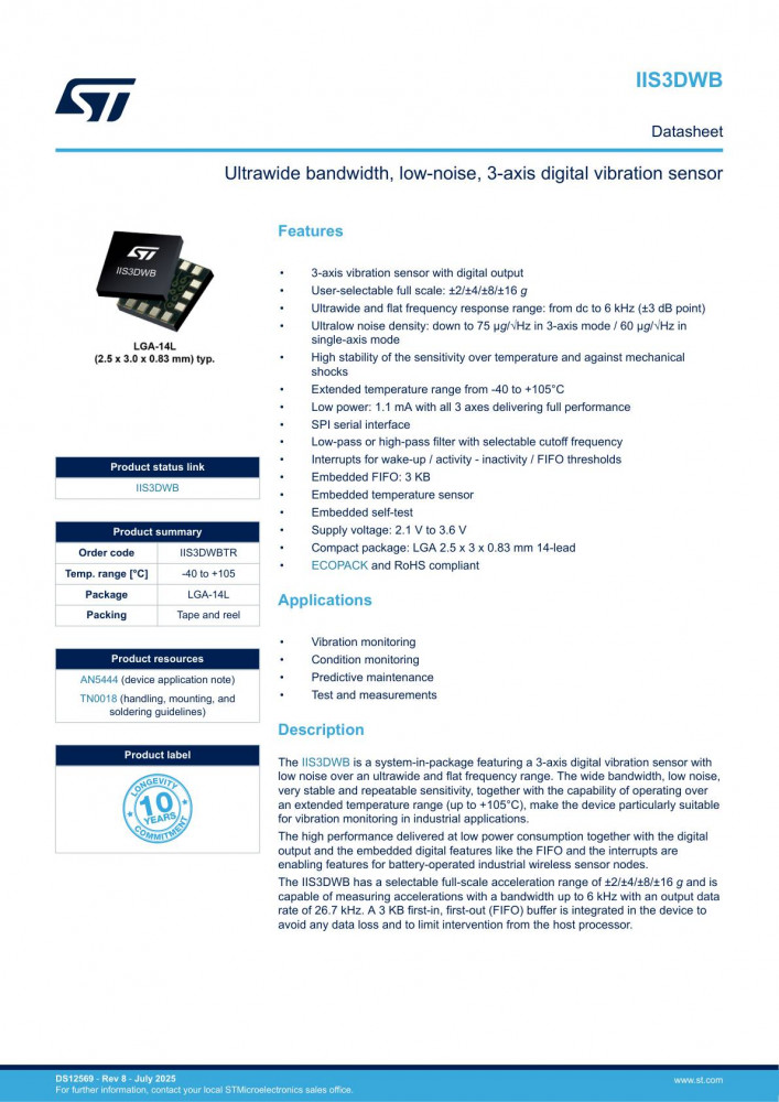 IIS3DWB document page 1