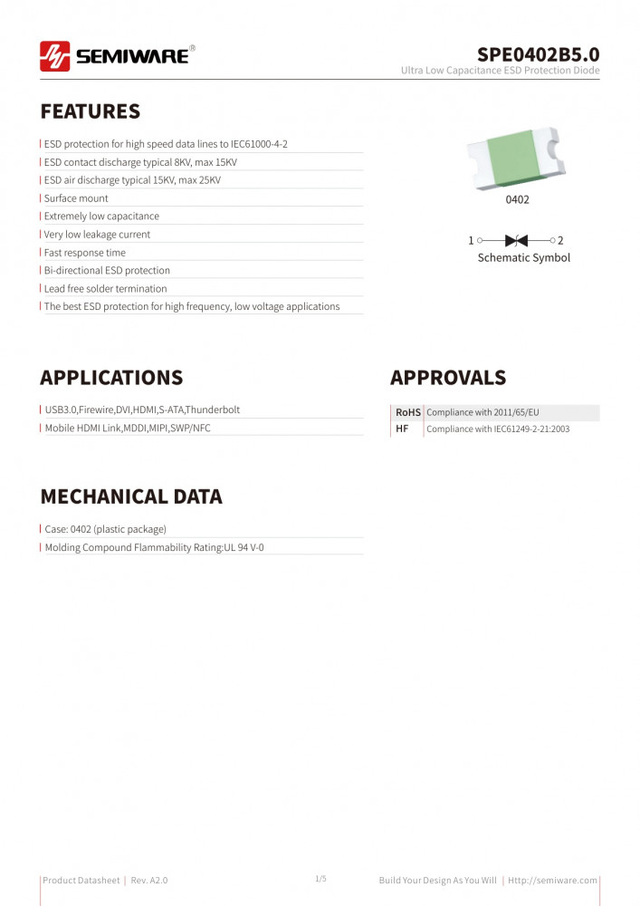 SPE0402B5.0 datasheet page 1