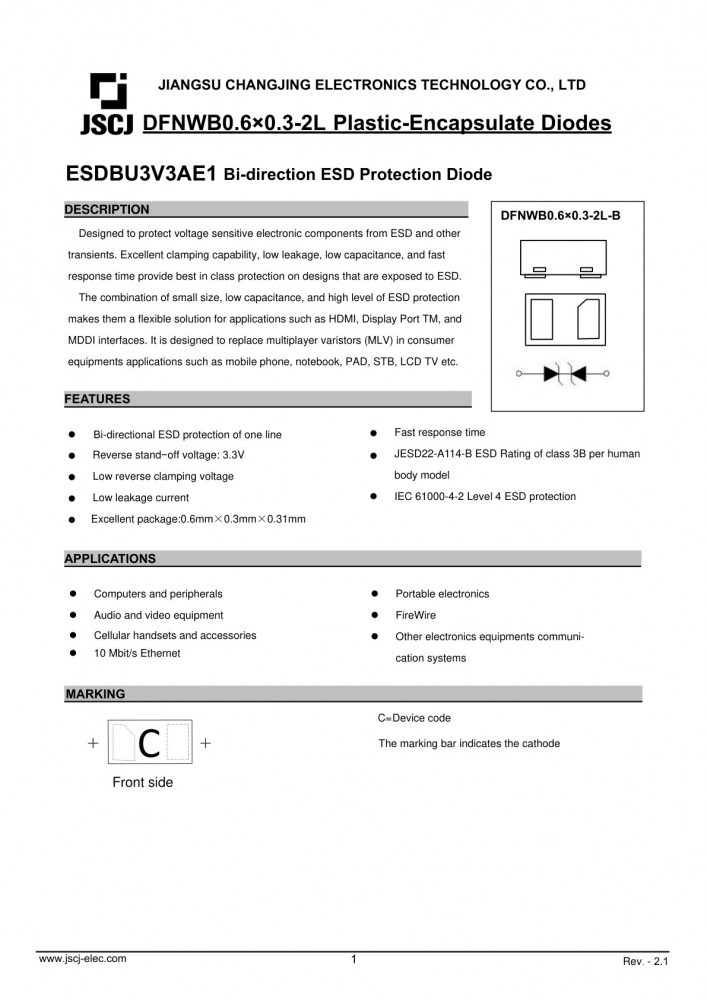 ESDBU3V3AE1 datasheet page 1