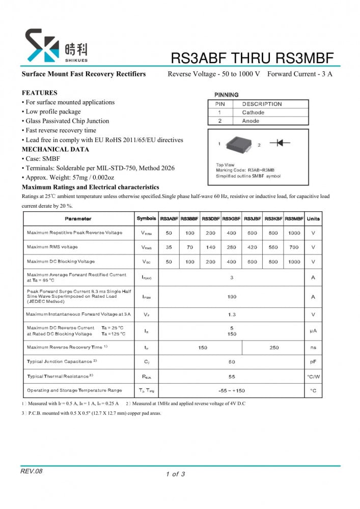 RS3ABF datasheet page 1