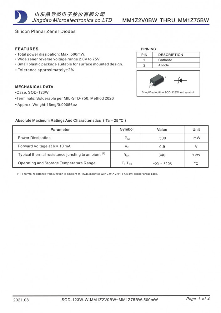 MM1Z5V6BW datasheet page 1