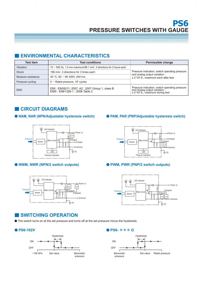 PS6 pressure switch datasheet page 3